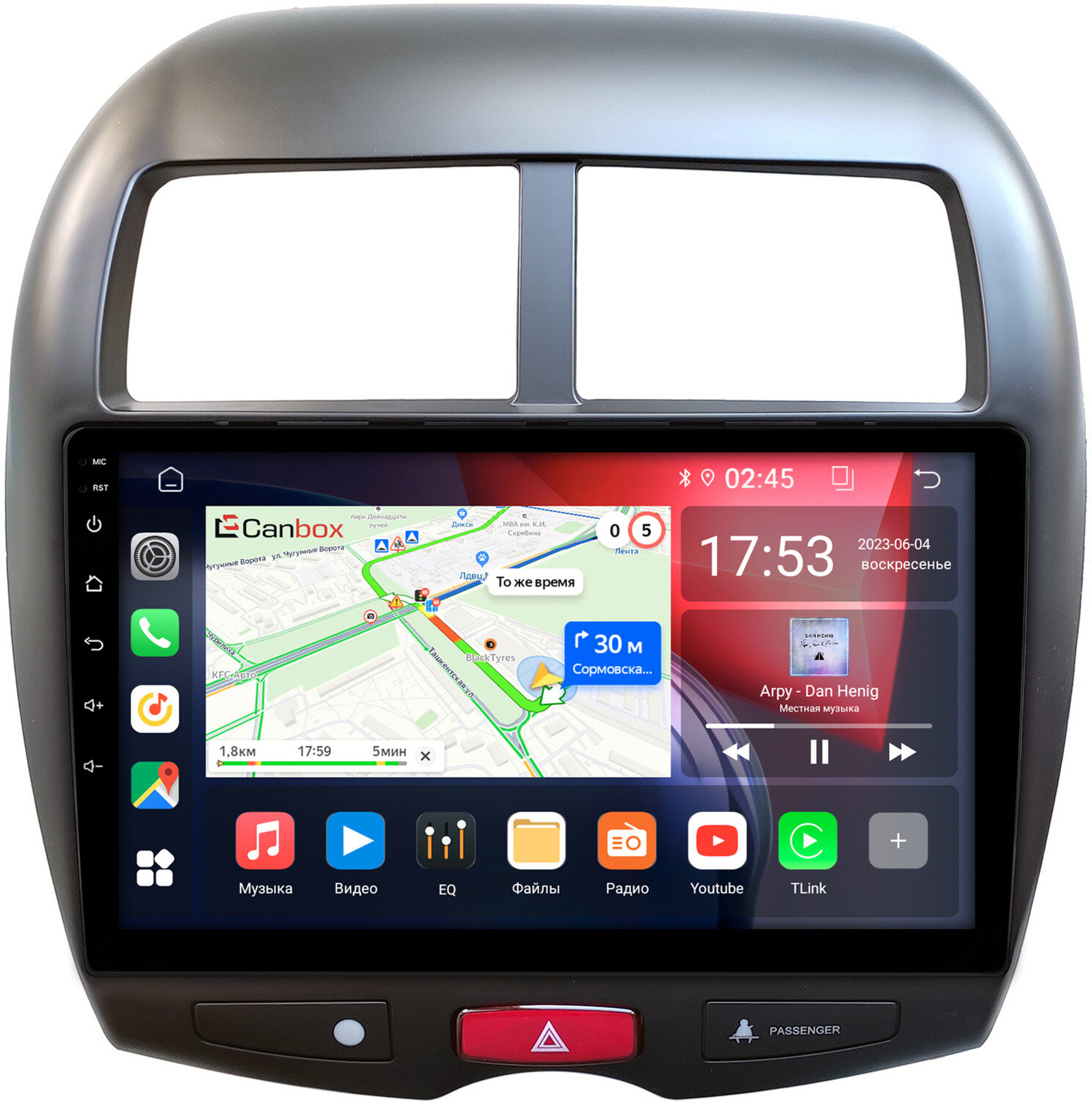 Штатная магнитола Canbox GTR10-1213 для Mitsubishi ASX, Outlander Sport, RVR 3 2010-2019 4/64 на Android 10 (IPS, DSP, CarPlay)