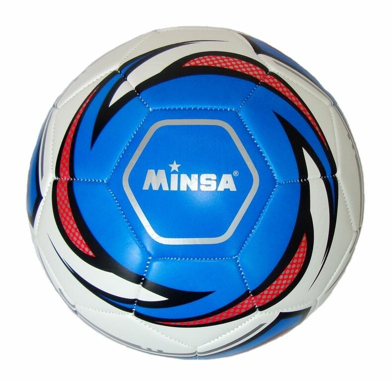 Мяч футбольный Minsa 9074, ПВХ, 32 панели, размер 5, синий/белый