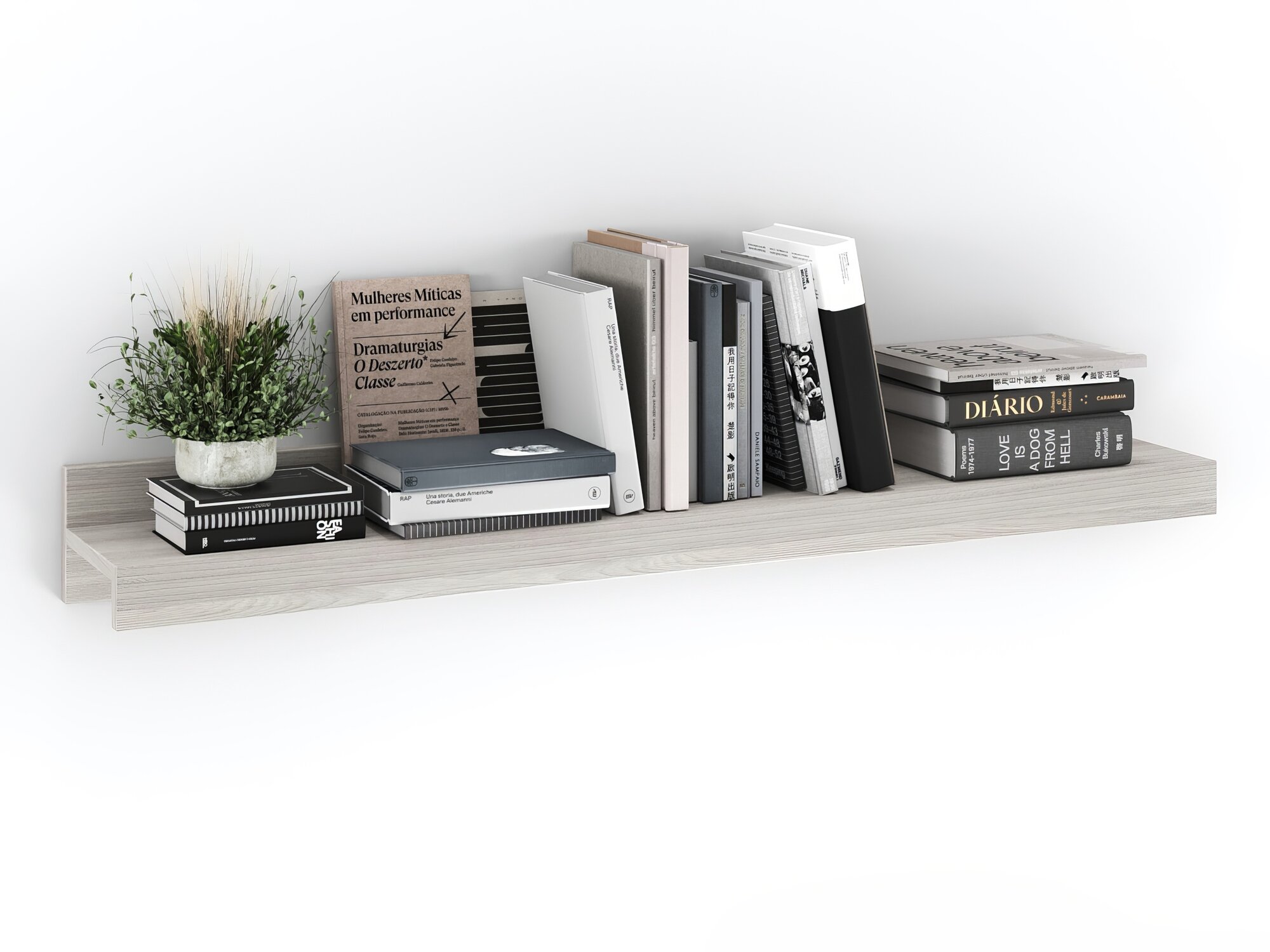 Полка навесная, настенная, для офиса, для детской Есэндвич Лаворо, 100х20х13 см (Ясень-шимо светлый)