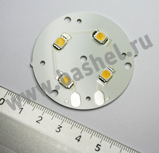 PCBR50 NS6W083BT-1W/4LED Warm White (с подложкой D-50мм), Мощный светодиод, Nichia