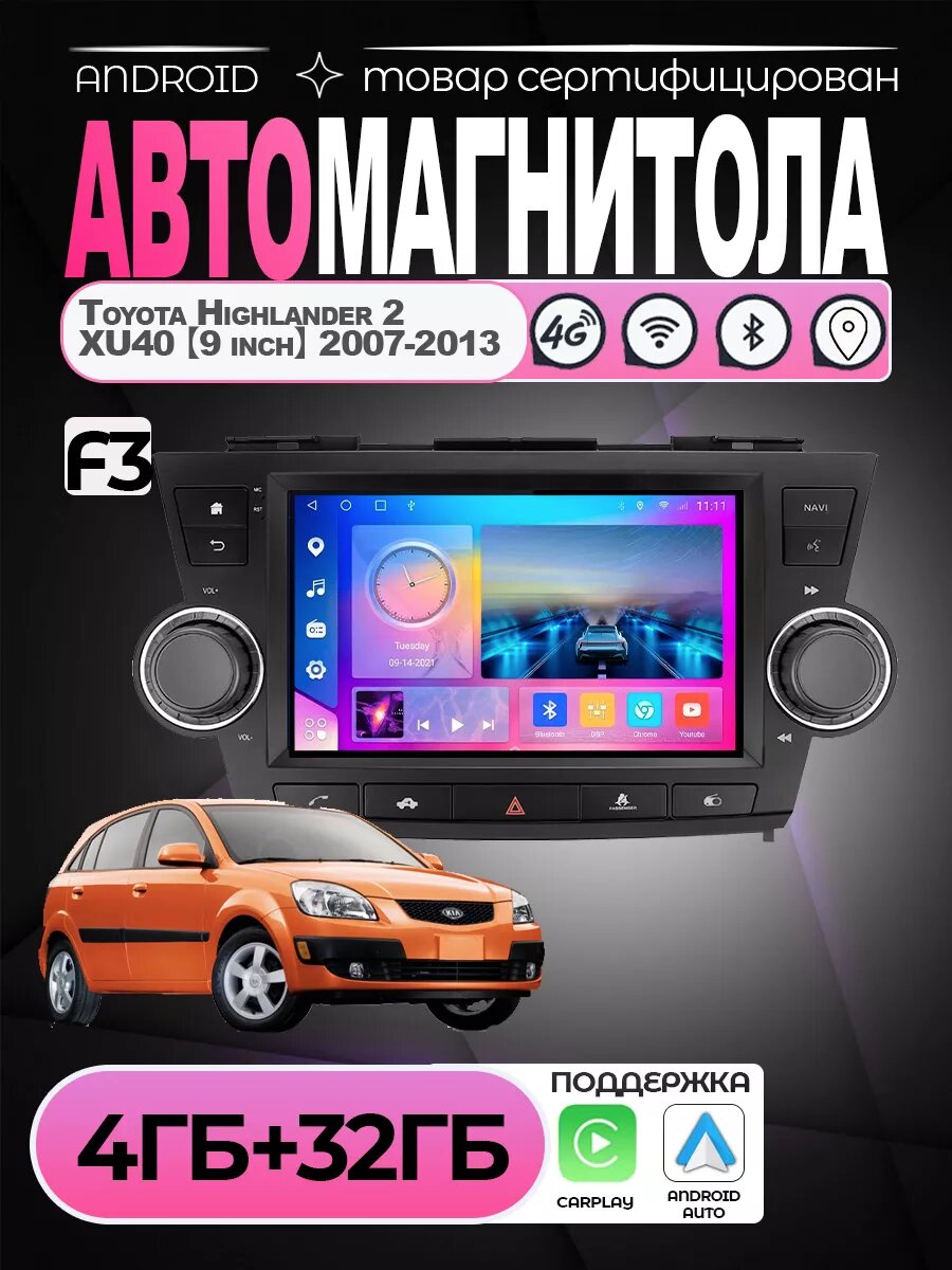 Магнитола TS18 PRO Toyota Highlander 2 XU40 2007-2013 4/32ГБ Bluetooth, FM/AM, GPS