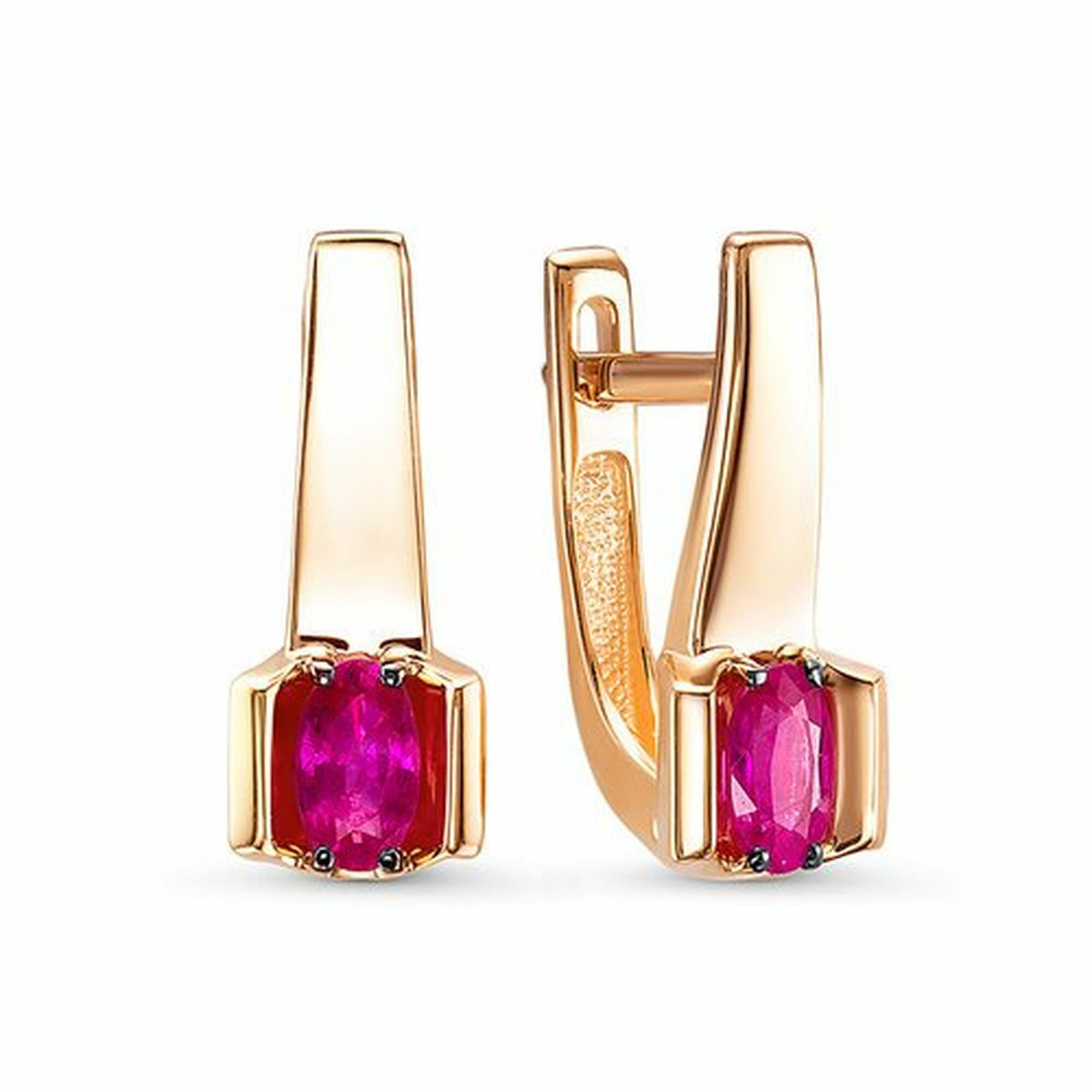 Серьги, красное золото, 585 проба, рубин