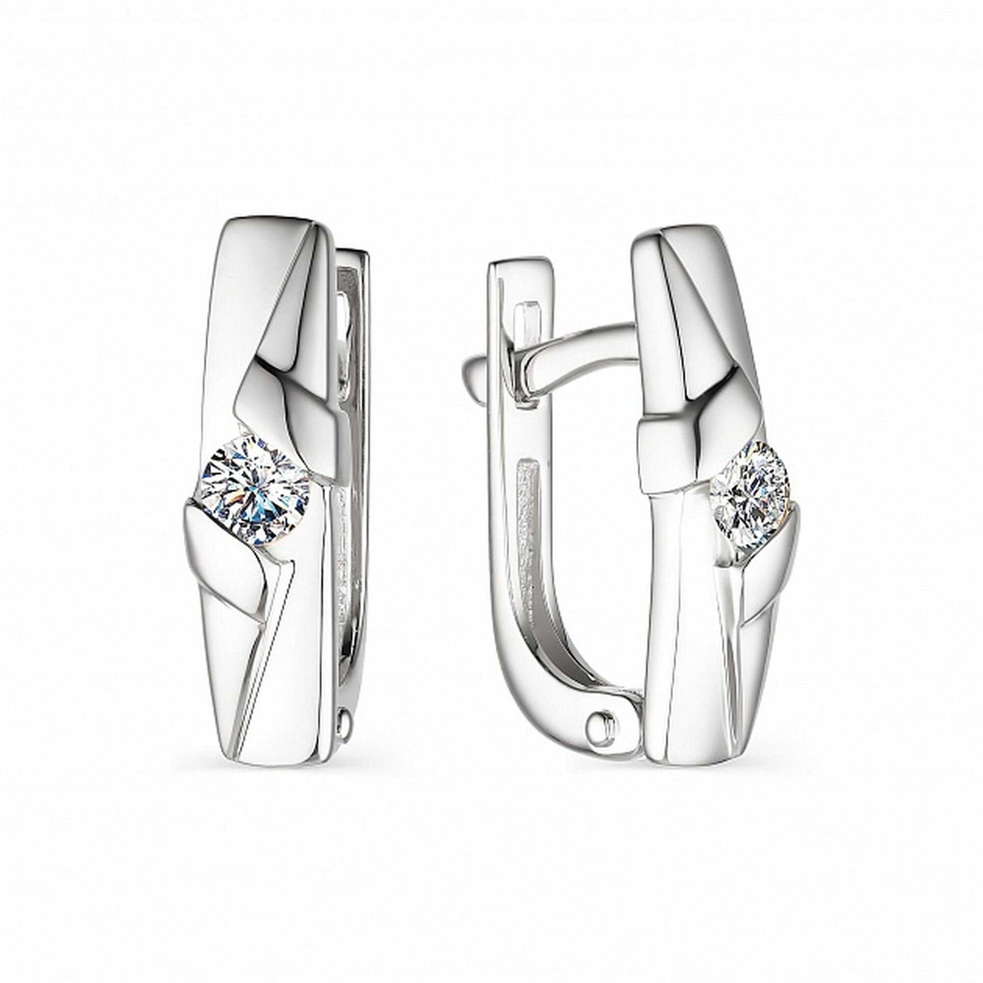 Серьги, белое золото, 585 проба, бриллиант