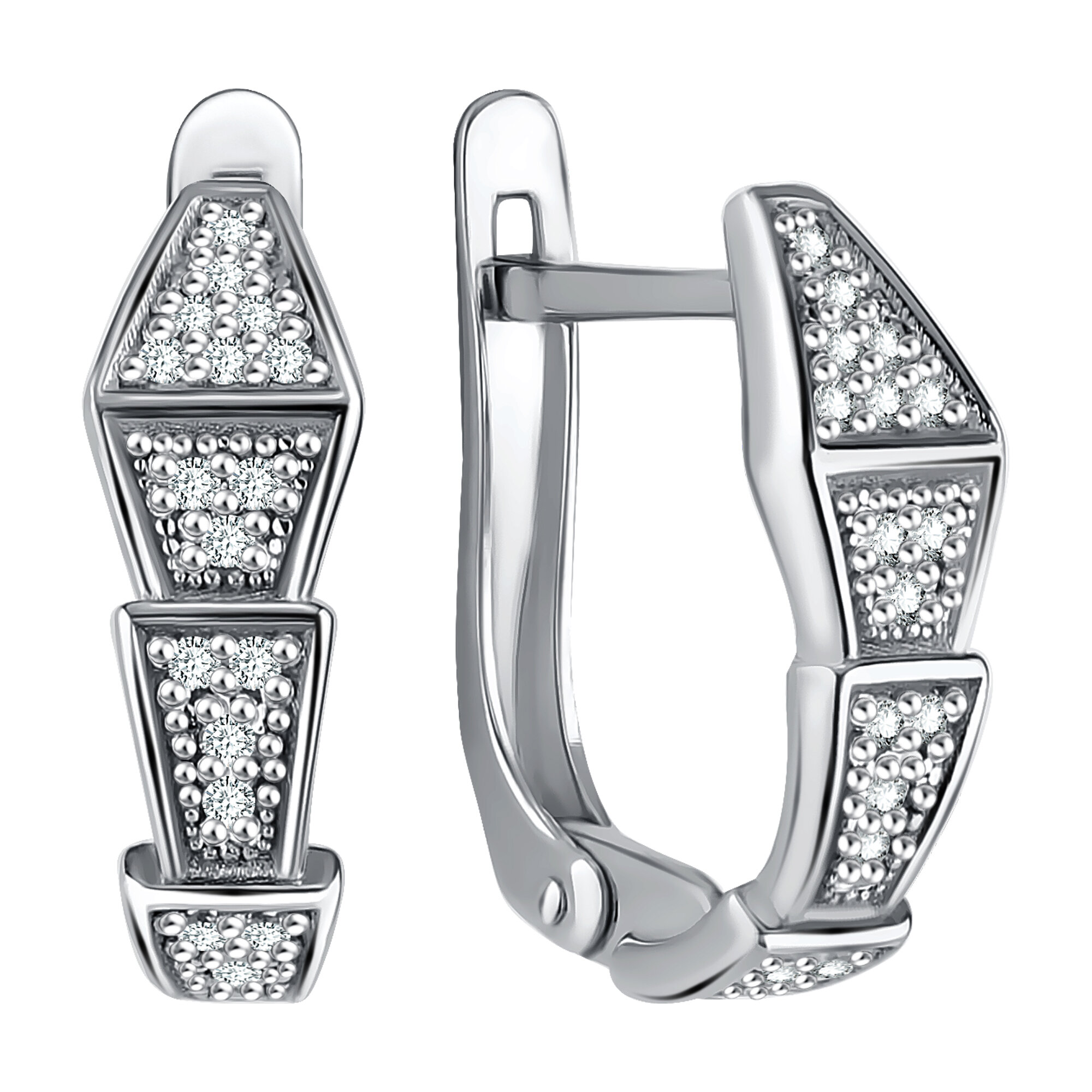 Серьги, серебро, 925 проба, родирование, фианит