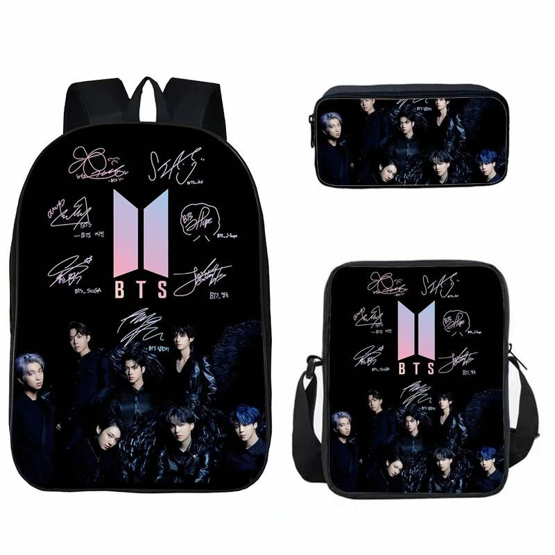 Рюкзак школьный + сумка через плечо + пенал-3 и 1 Сумка школьная мальчика для девочки подарок- Корейская звездная группа BTS