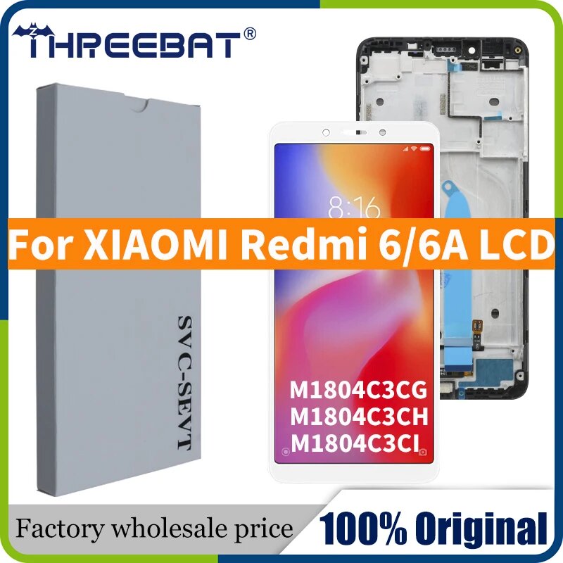 5,45 'оригинальная Pantalla для Xiaomi Redmi 6, ЖК-дисплей с цифровым White With Frame