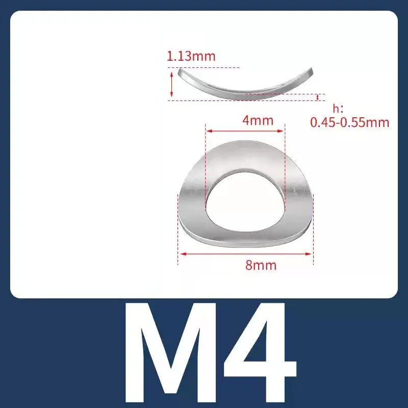Шайбы стопорные M4, нержавеющая сталь, 50шт