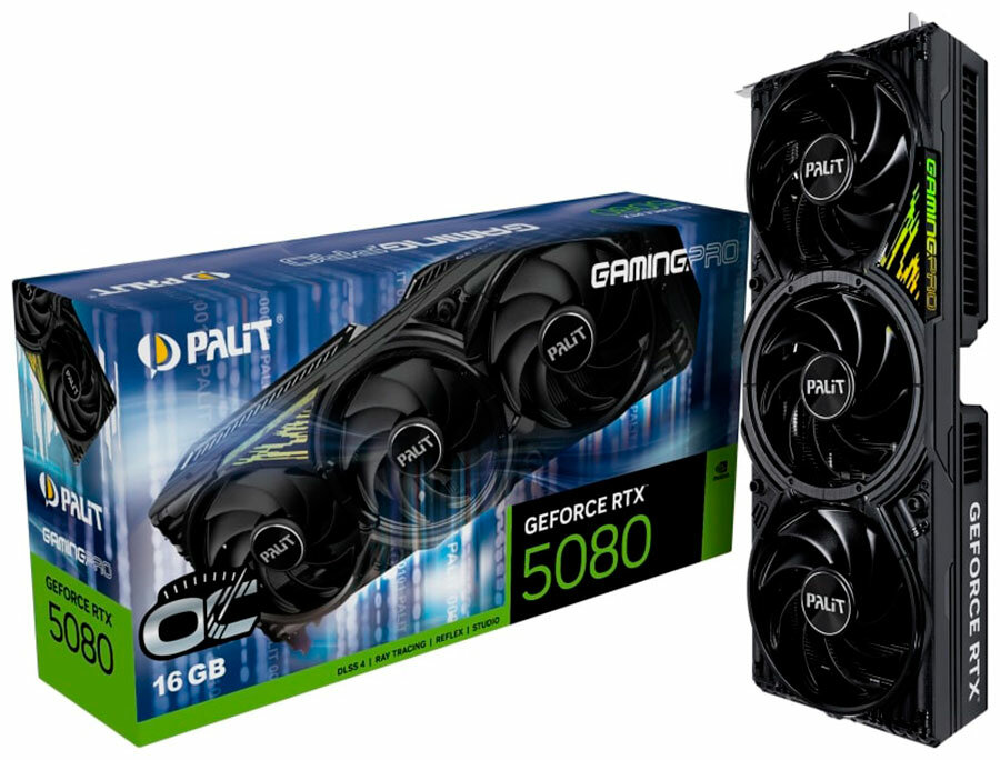Видеокарта Palit GeForce RTX 5080 GAMINGPRO OC 16Gb (NE75080S19T2-GB2031A)
