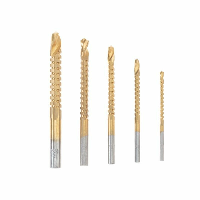Набор cверл-фрез по металлу 3-4-5-6-8мм, HSS, титан, цилиндрический хвостовик, 5 шт. KRANZ