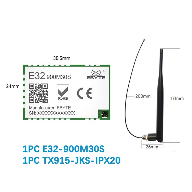 Беспроводной модуль Lora EBYTE E32-900M30S 1pc with JKS Antenna