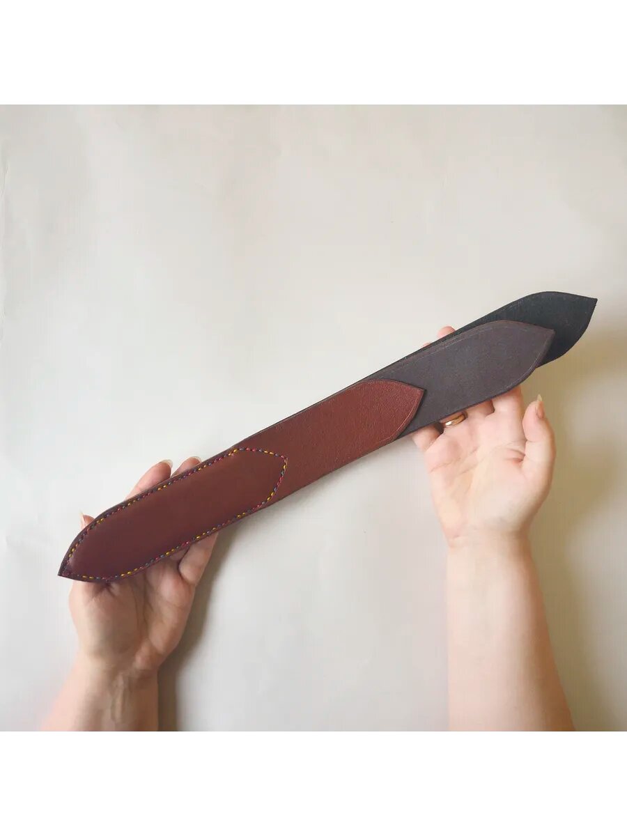 Шлепалка Хлопушка Паддл Слеппер тройной разноцветный натуральная кожа