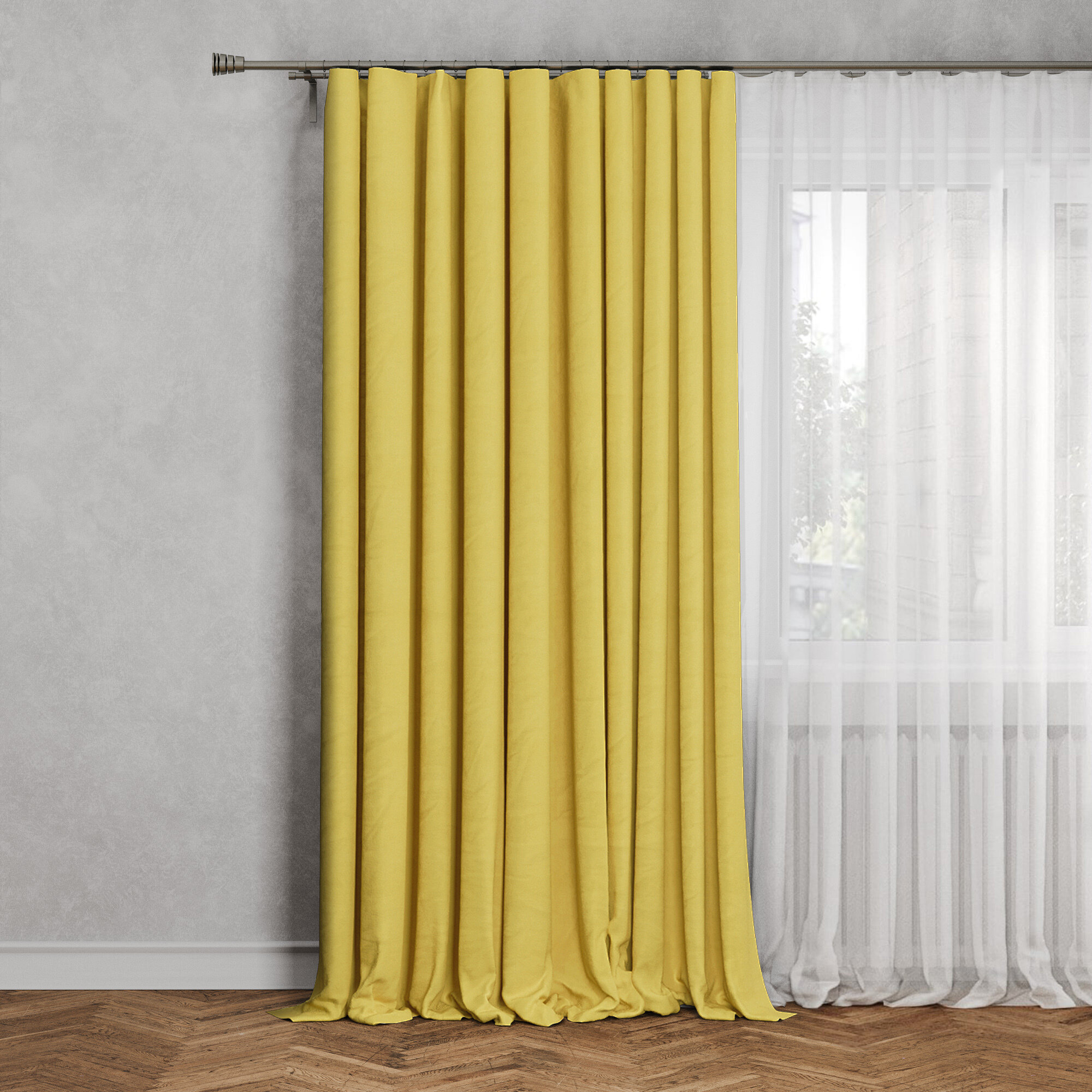 Штора на ленте со скрытыми петлями Inspire Pharell 140x280 см цвет желтый Banana 4