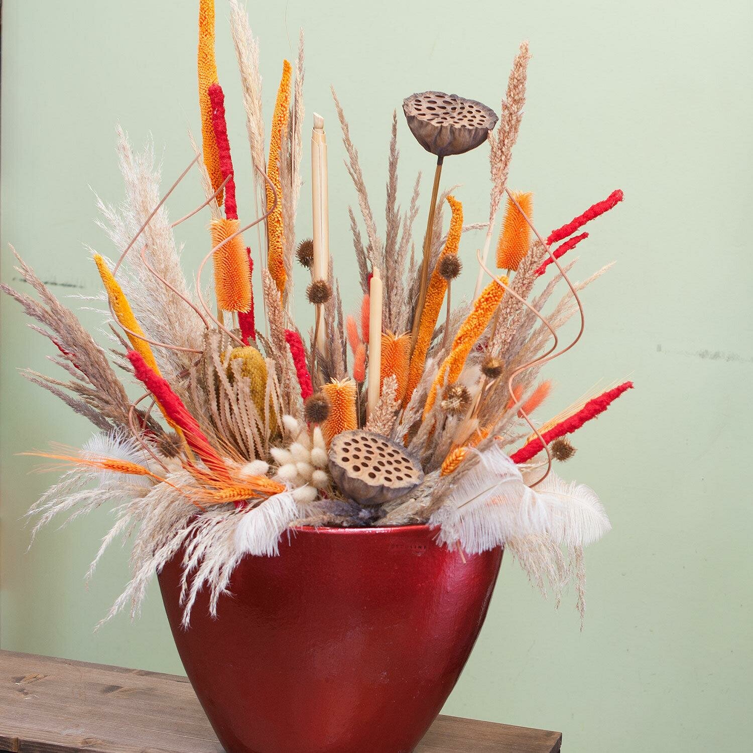 Интерьерная композиция "Бурос", сухоцветы, стабилизированные, 60 см