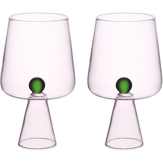 Набор бокалов для вина Liberty Jones Orb 2 шт, 400 мл, стекло, розовый/зеленый (LJ0000426)