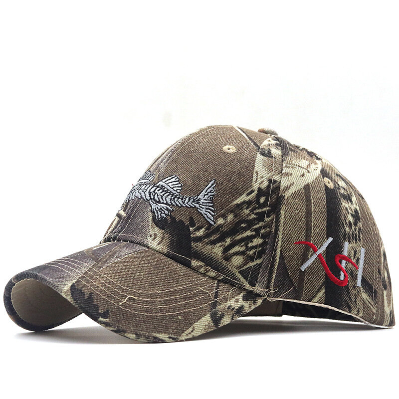 Бейсболка "Рыба", 3D, регулируемая, камуфляжная, с вышивкой