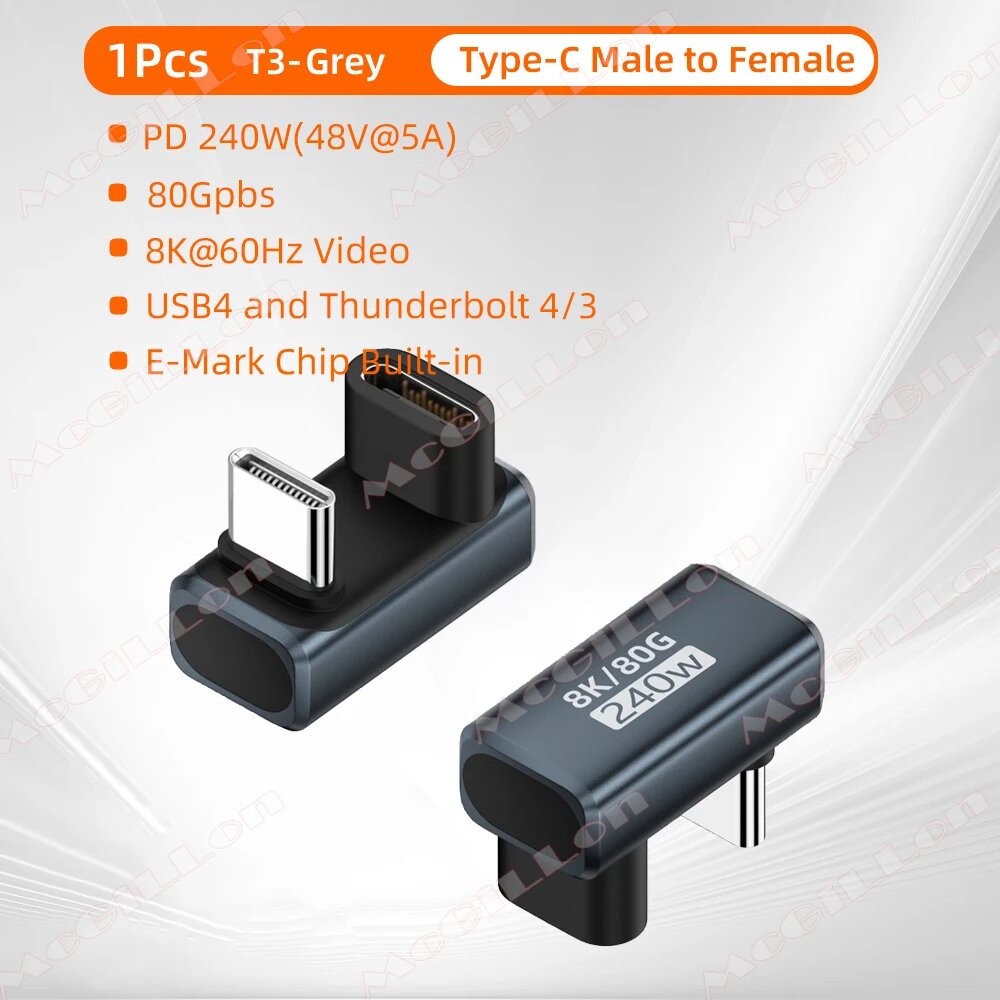 USB4.0 Thunderbolt 4 Адаптер для Macbook Steam Deck T3 Grey