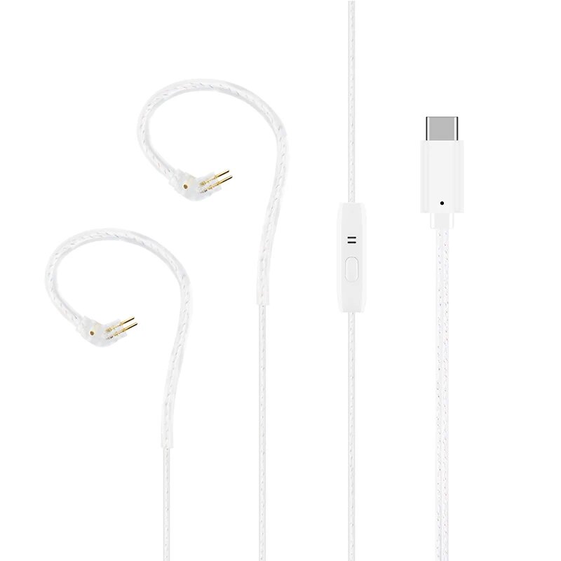 Кабель для наушников Fransun 3,5 мм/Type-C 0,75/0,78 мм 2PIN 5N OFC посеребренный кабель для обновления провод для наушников с микрофоном для KZ QDC