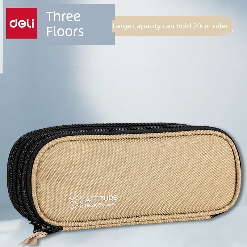 Пенал Deli, большой вместимости, практичный пенал для школьников старших классов, пенал из холста, простой и