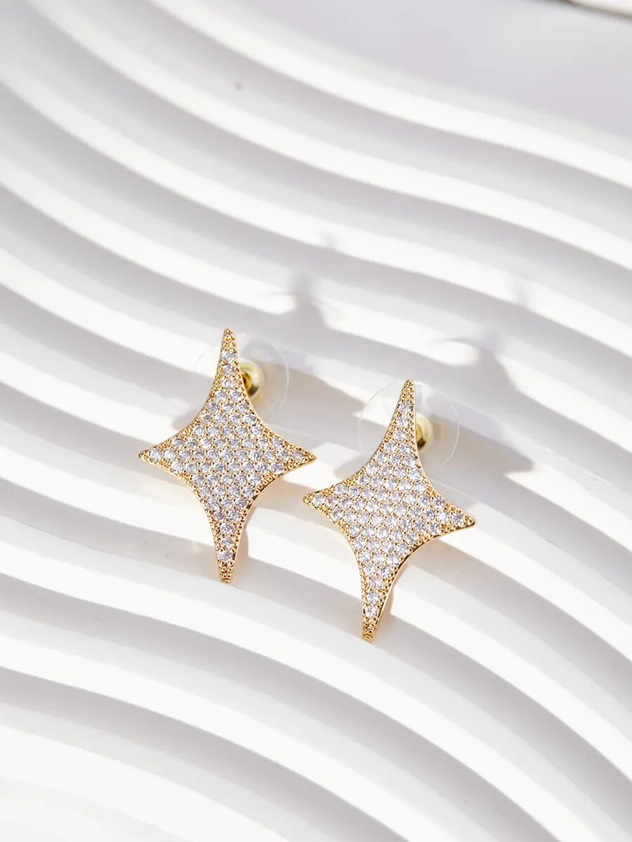 Серьги, кристаллы Swarovski, кристалл, фианит, белый, желтый — фото 1