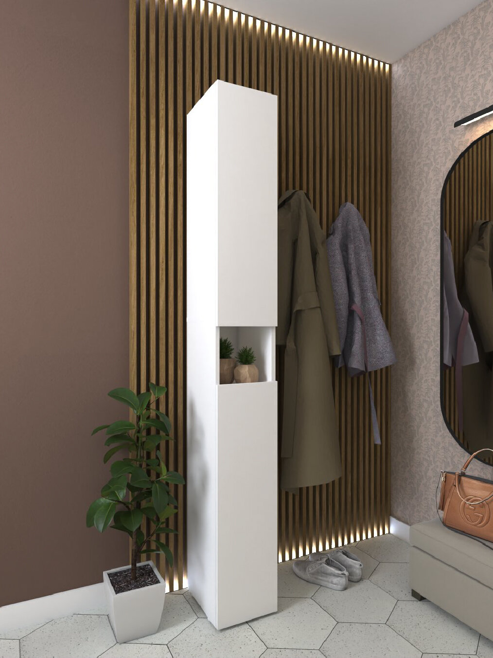 Шкаф-пенал в прихожую Белый