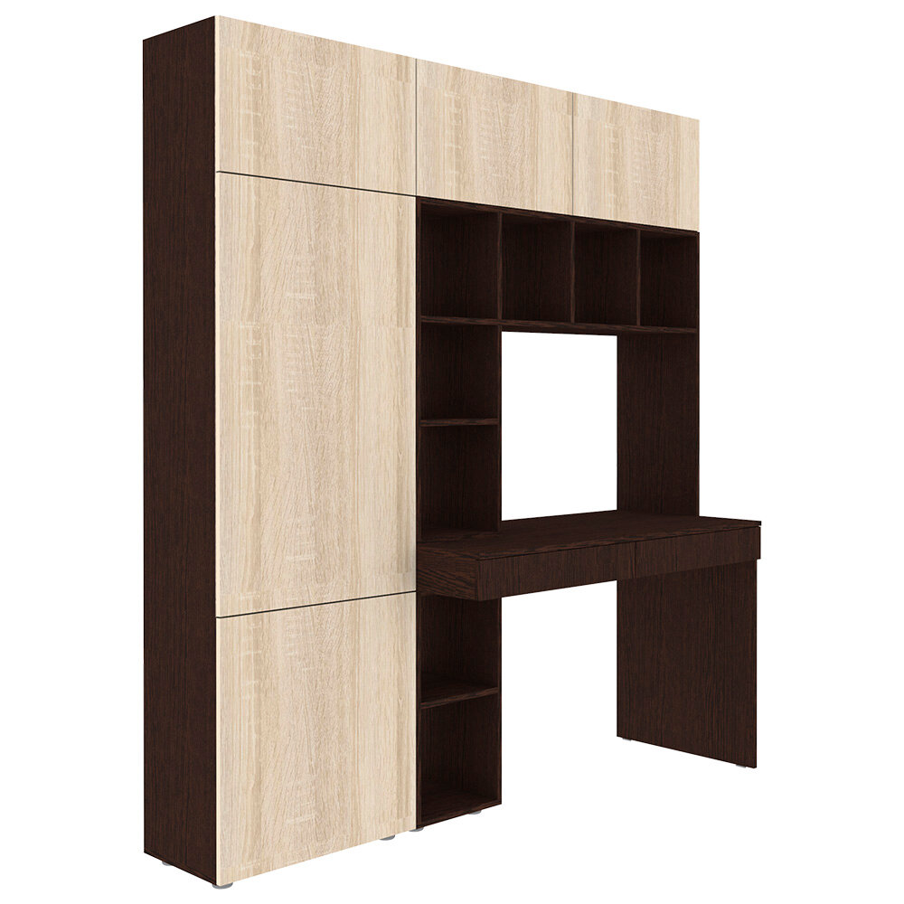 Стол письменный со стеллажом и шкафом 1800 (левый) Венге Дуб Сонома