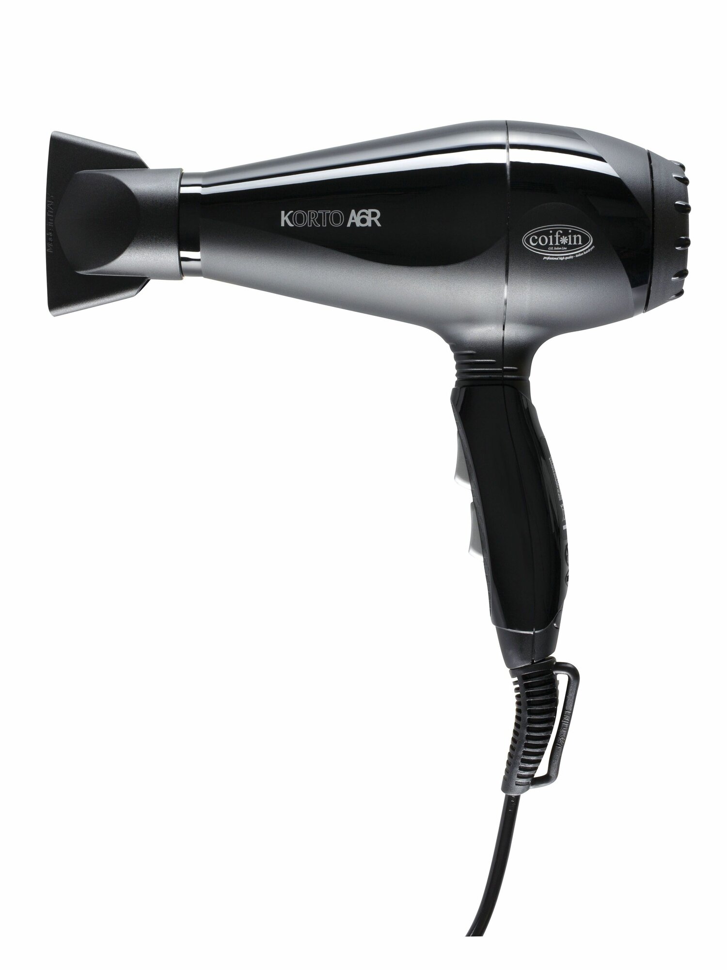 Фен для волос профессиональный с насадками COIF*IN KTka6R Korto A6, 2400 Вт, черный