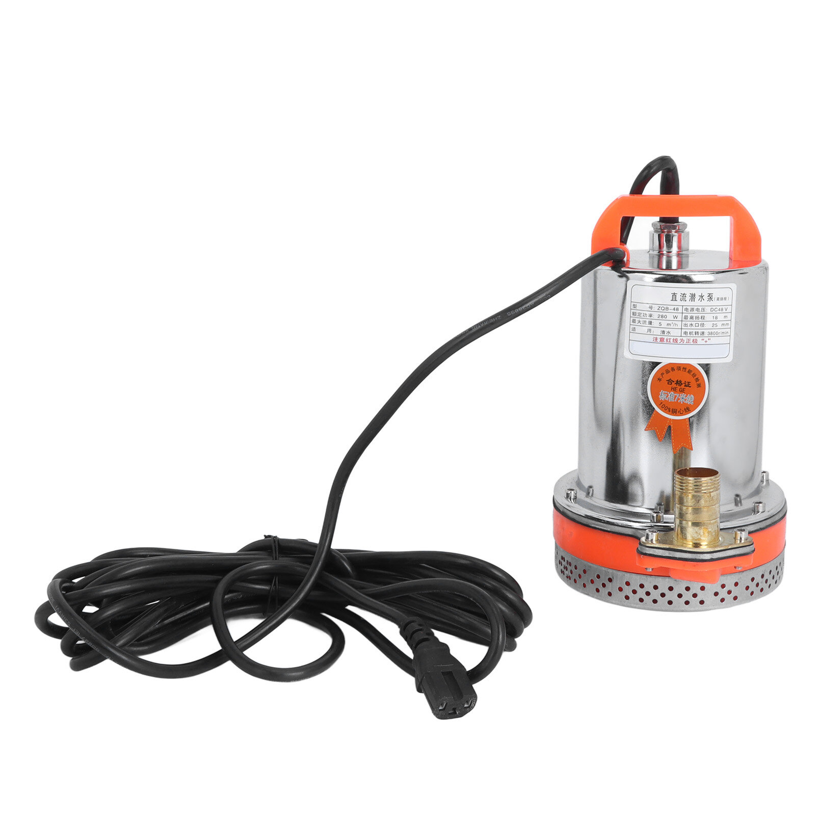 Погружной насос DC48V 280W с высоким напором, медным двигателем и системой орошения для дома.