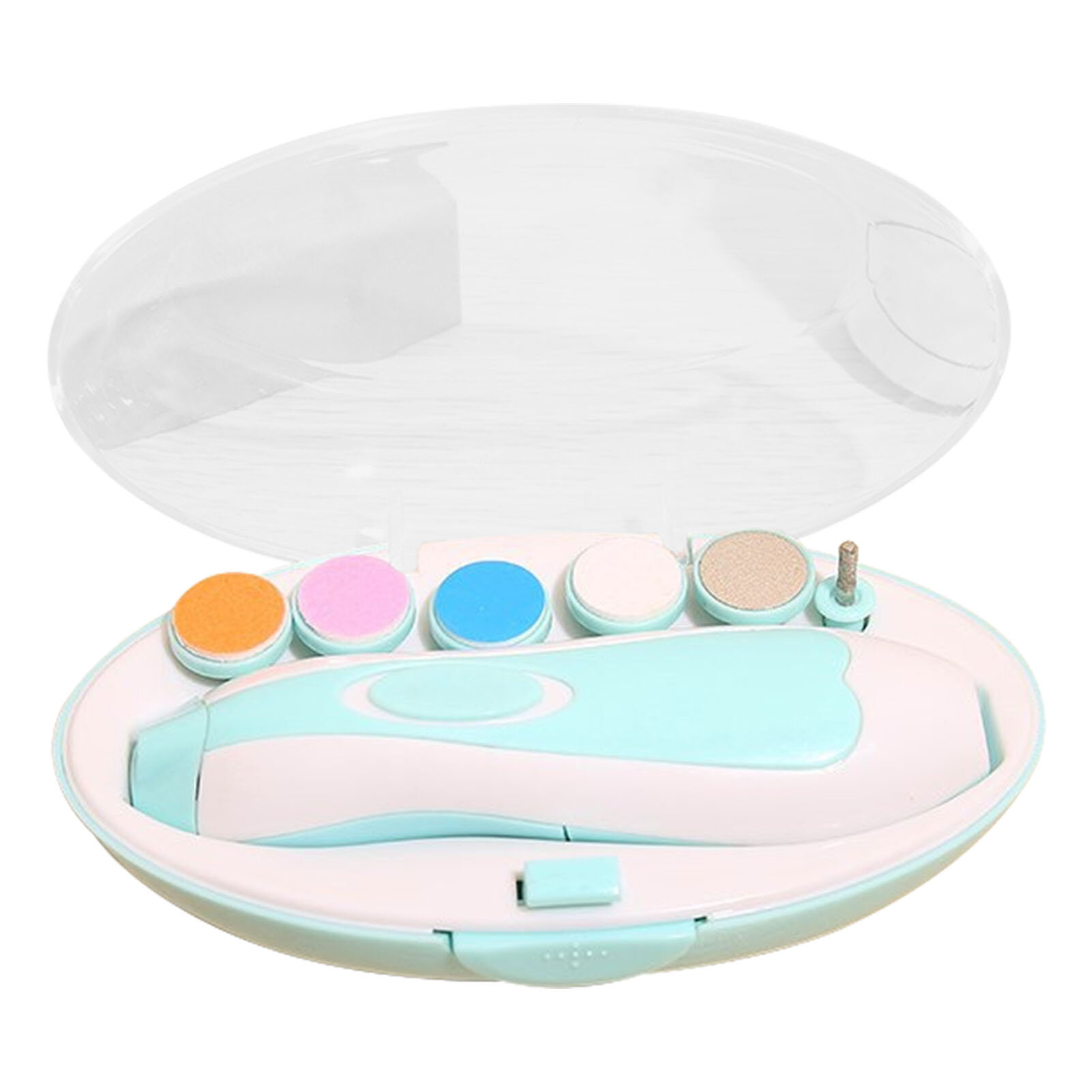 Светодиодная детская пилочка для ногтей, электрический триммер для ногтей, маникюрный набор, уход за ногтями, набор лаков для ногтей для малышей, новорожденных, небесно-голубой