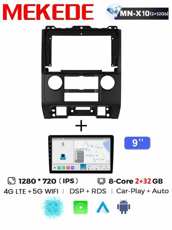 Магнитола 9" Mekede MN X10 Pro 2/32 Gb Mazda Tribute Ford Escape Mercury Mariner 2 2007-2012 carplay