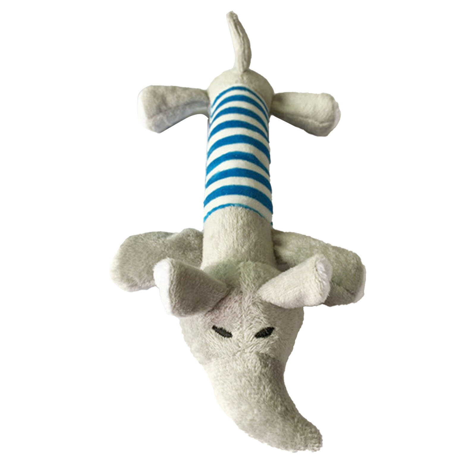 Dog Plush Toy Cute Striped Animal with 4 Legs Squeaky Chew for Pet Cat Teeth Grinding Cleaning Elephant