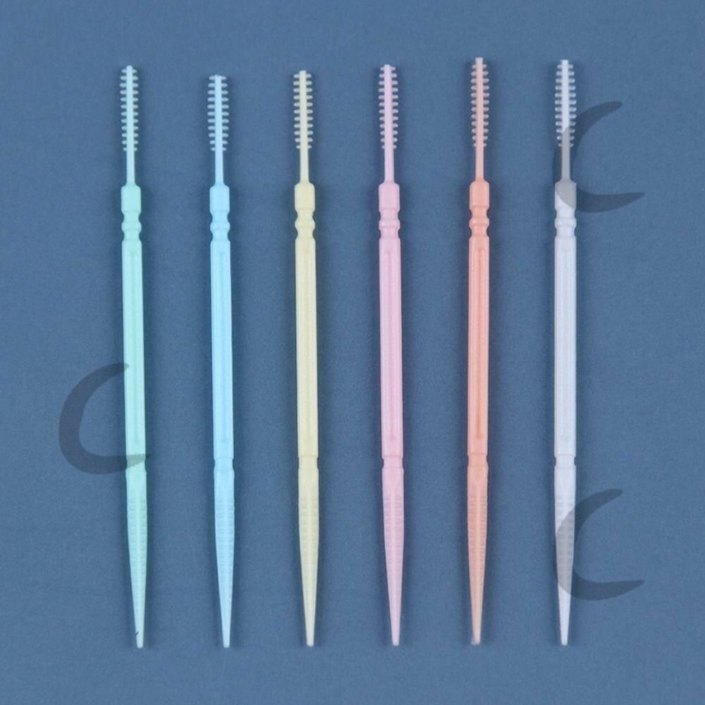 Зубочистки пластиковые с ершиком, щеточка для чистки брекетов, межзубные ершики,100штcc