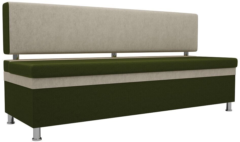 Прямой диван Стайл Бежево-Зеленый Микровельвет, 170х57х88 см, с ящиком для белья