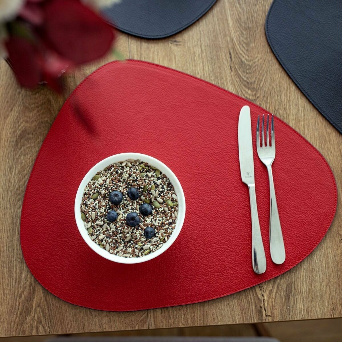 Подставка под горячие тарелки из натуральной кожи двухцветная, плейсмат Dale Candy Smoke by J.Audmorr