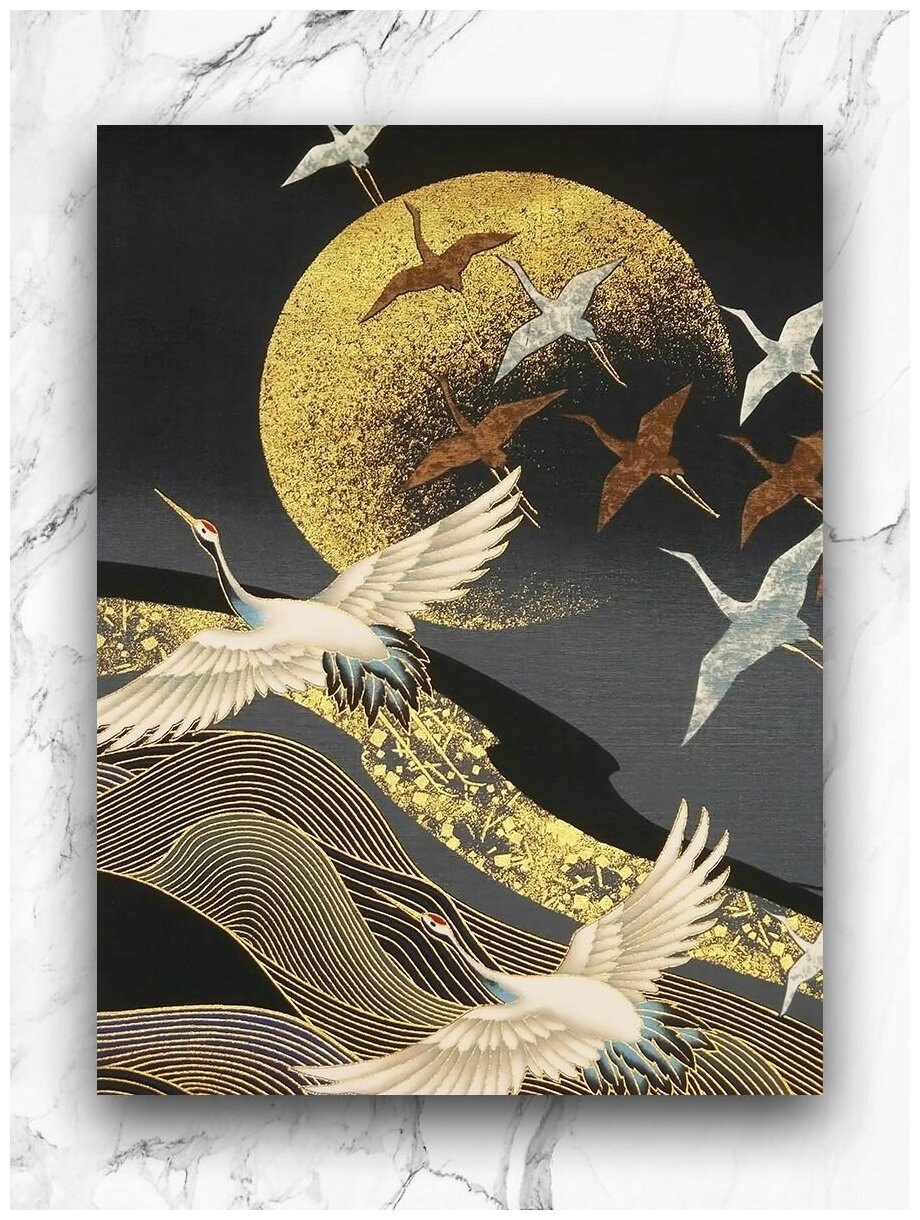 Картины для интерьера на холсте 60х80 см/ Стая птиц / Аисты / Абстракция