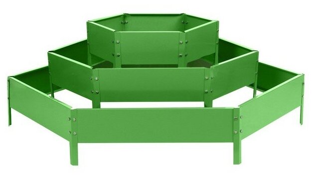 Клумба оцинкованная, 3 яруса, d = 60–100–140 см, высота бортика 45 см, зелёная, Greengo