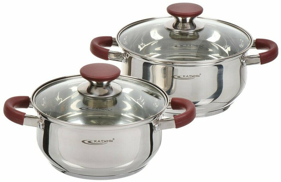 Катунь КТ15-А берта, Набор кастрюль из 4-х предметов (2,0л + 3,0л)