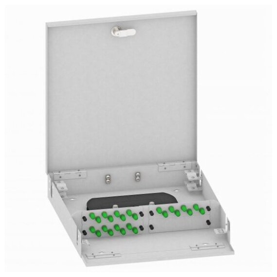 Кросс оптический Toplan , настенный, 24 ST/APC адаптера, SM, укомплектованный (КРН-Top-24ST/A-OS2-GY)