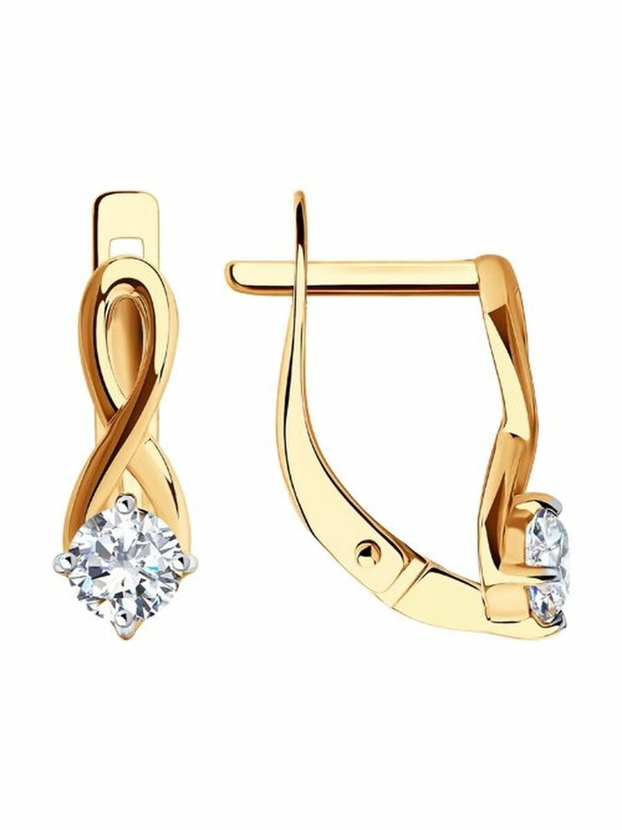 Серьги, красное золото, 375 проба, фианит