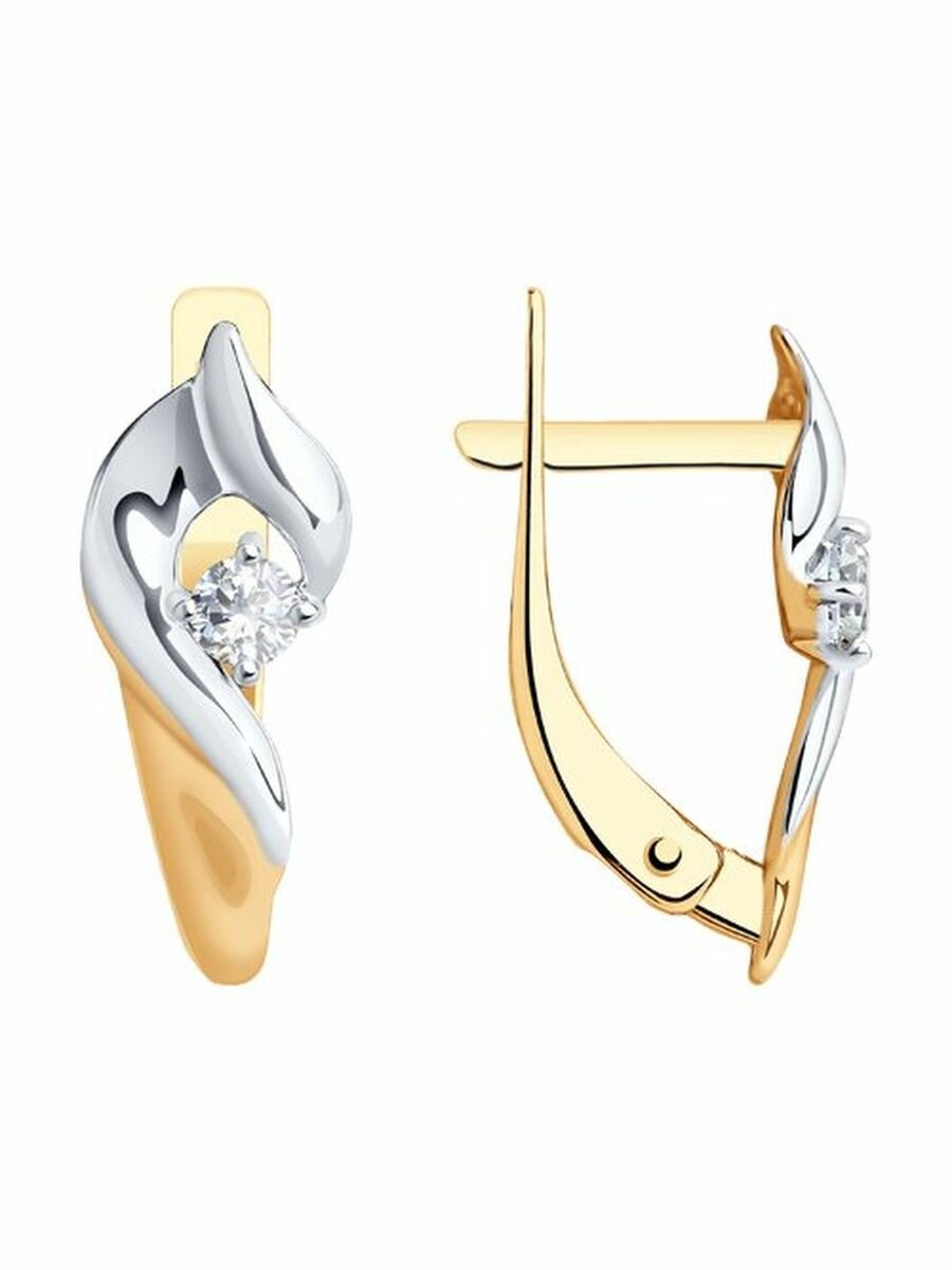 Серьги, красное золото, 375 проба, фианит