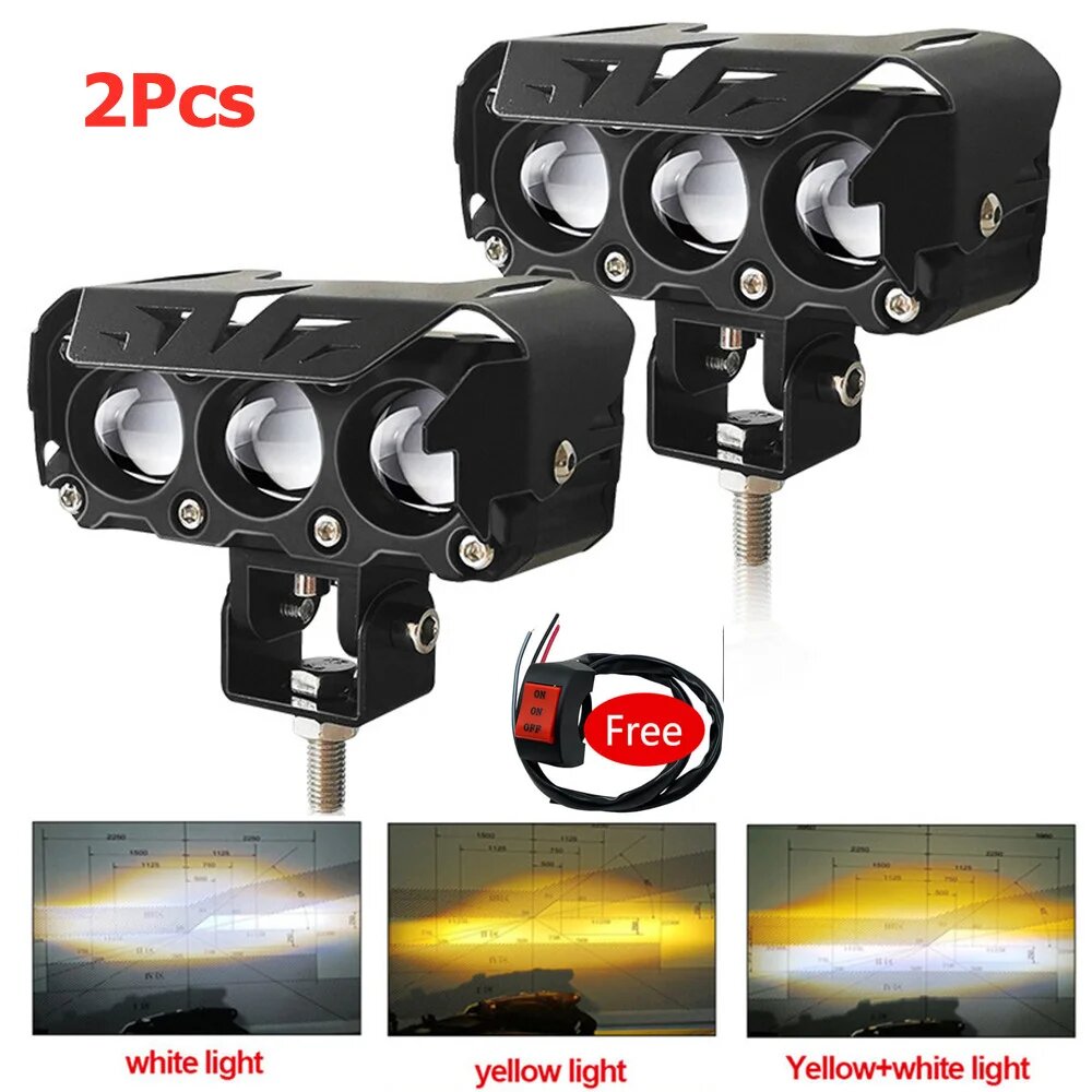 180 Вт высокомощный мотоциклетный прожектор, противотуманные фары, линзы, яркий свет, 12 В, 24 В, для ATV, грузовиков, внедорожников, телевизоров 2PC