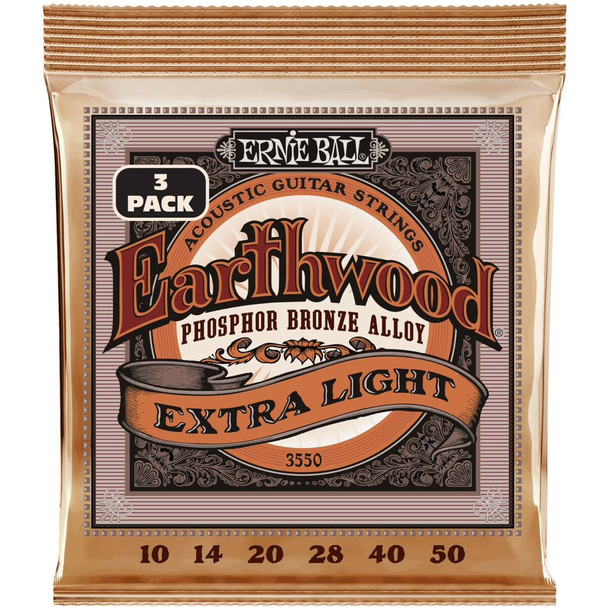 Струны для акустической гитары Ernie Ball 3550 Earthwood Extra Light Phosphor Br 10-50