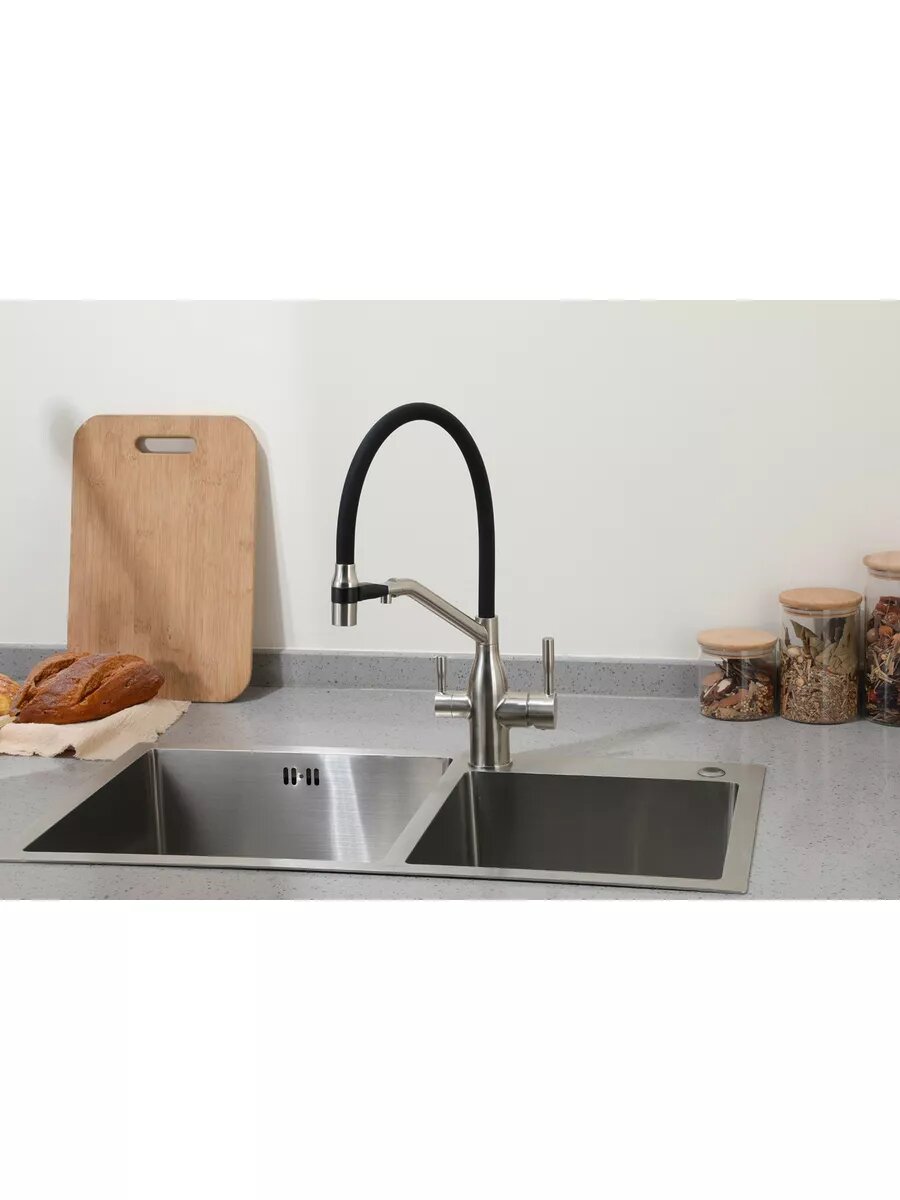 Смеситель Frap F4397-5, для кухни, дополнительный излив для фильтра, сатин