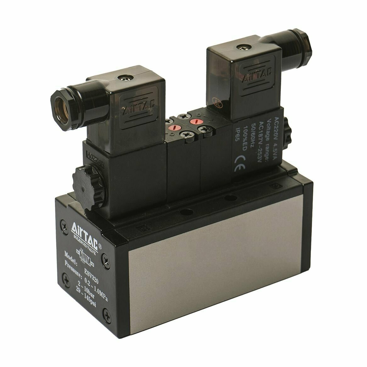 Пневмораспределитель Airtac ISO 5599-1, ESV420 (ESV420B) типоразмер ISO 3, функция 5/2 бистабильный с двумя катушками 24 VDС
