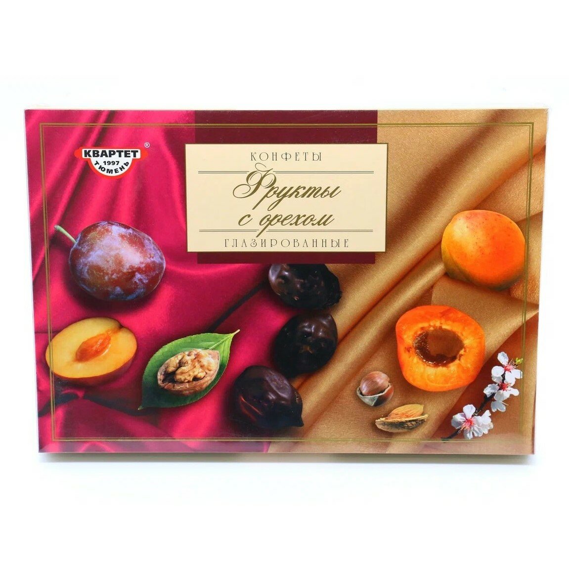Конфеты в коробке Фрукты с орехами глазированные" от фабрики "Квартет" - 1 коробка