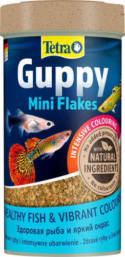 Корм основной для всех видов Гуппи Tetra Guppy Mini Flakes в хлопьях 250 мл.