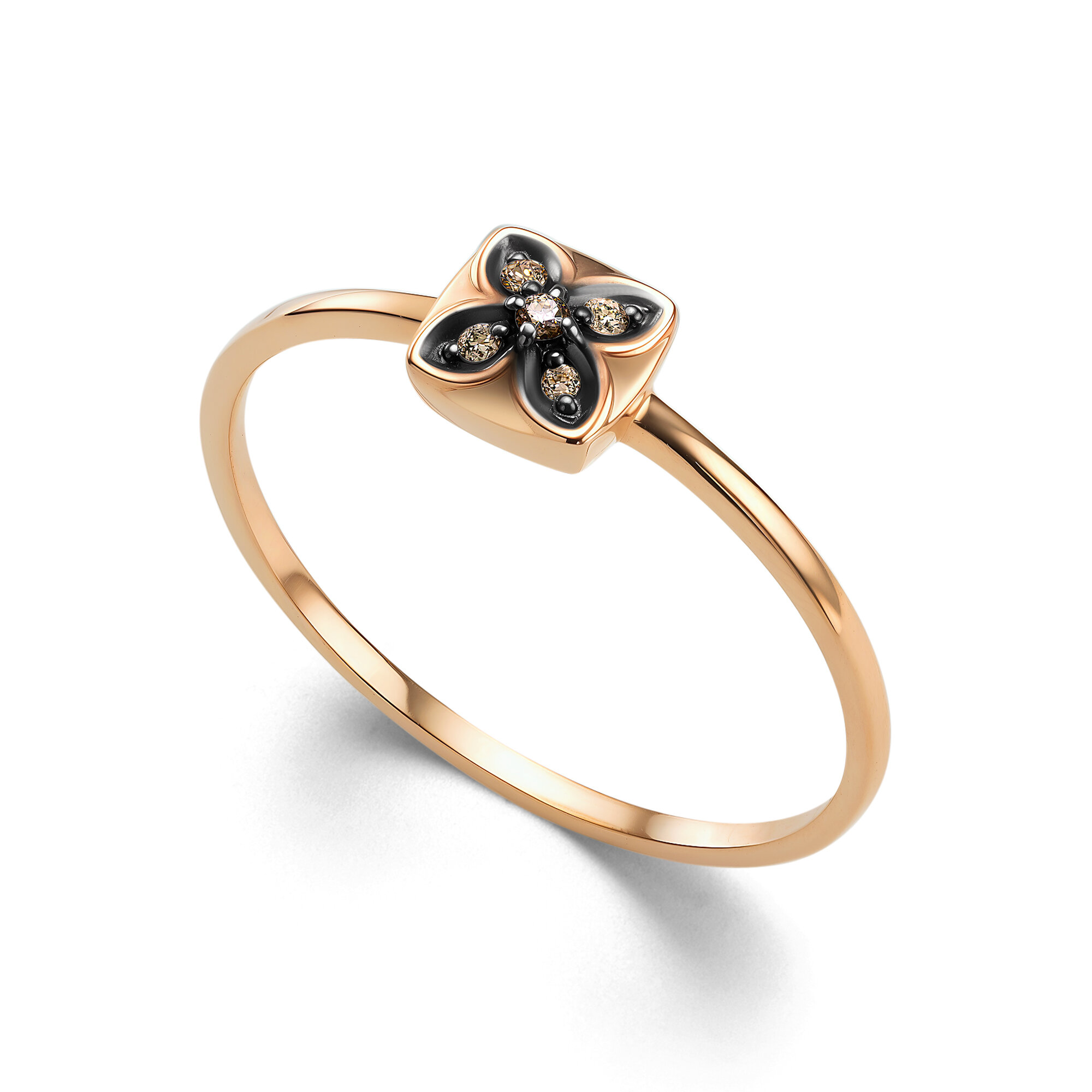 Кольцо, красное золото, 585 проба, бриллиант