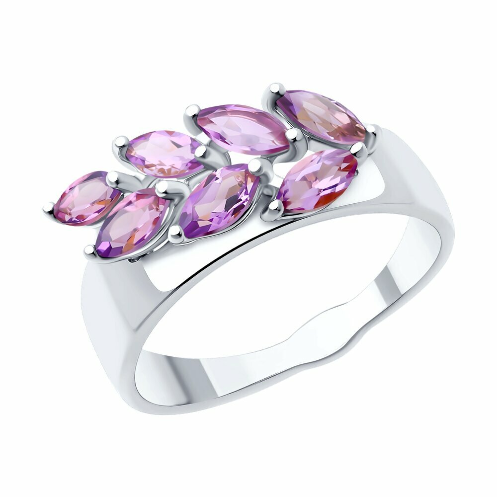 Кольцо, серебро, 925 проба, родирование, аметист