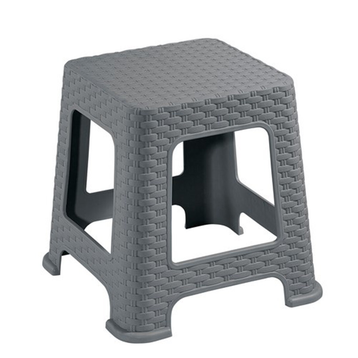 Табурет Виолет пластмассовый, малый, "ротанг", серый, высота 330 мм