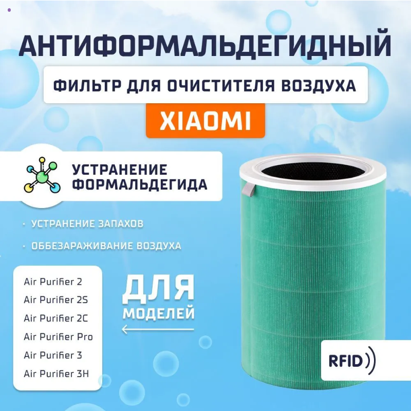 Антиформальдегидный фильтр для очистителя воздуха Xiaomi Air Purifier Enhanced Anti-formaldehyde Filter (M6R-FLP) GLOBAL, зеленый