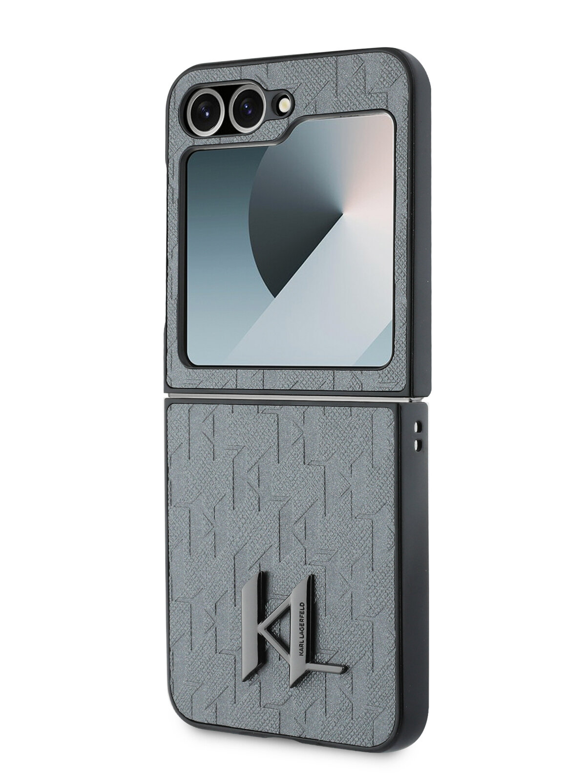 Lagerfeld для Galaxy Z Flip6 чехол PU Saffiano Monogram Metal logo Hard Grey